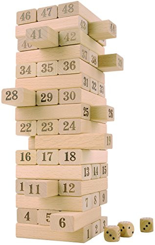 CoolToys Timber Tower Wood Block Stacking Game - Number Match Playset (48 Pieces ...