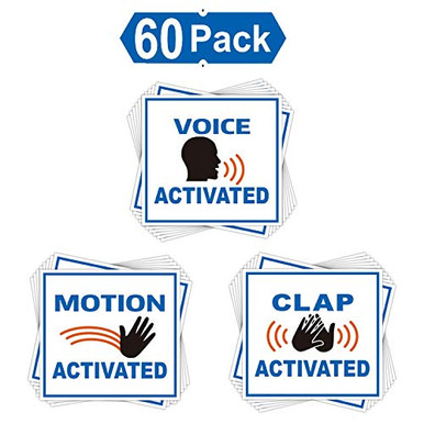 Fake Voice Motion Clap Activated Sign Tags 60 Pack Prank Stickers Funny ...