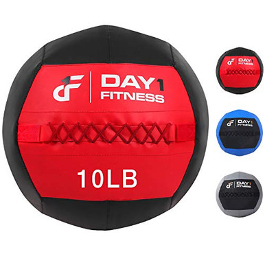 Day 1 Fitness Soft Wall Medicine Ball 10 Pounds REDBLACK for Exercise ...