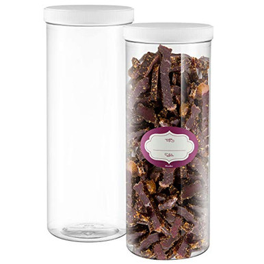 Clear Round Plastic Empty Storage Containers Tall Canisters wPlastic ...