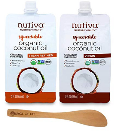 Nutiva Squeezable Organic Cooking Oil Steam Refined and Virgin One 12oz ...