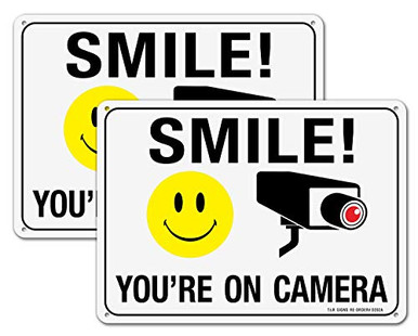 Smile Youre on Camera Sign Video Surveillance Sign 2 Pack 7 x 10 Inches ...