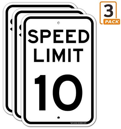 3 Pack Speed Limit 10 MPH Sign Slow Down Sign Traffic Sign 18 x 12 ...