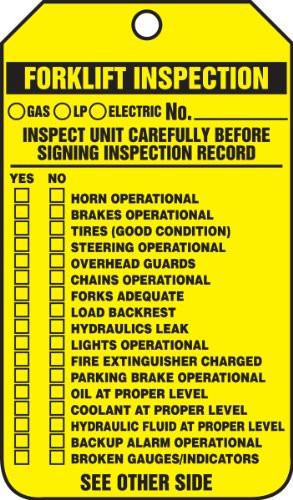 Accuform TRS336PTP Forklift Status Tag, Legend "FORKLIFT INSPECTION ...