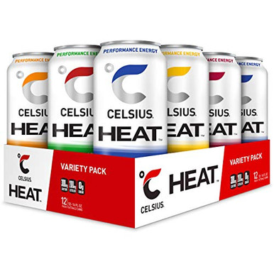CELSIUS HEAT Performance Energy Drink 6-Flavor Variety Pack, Zero Sugar ...