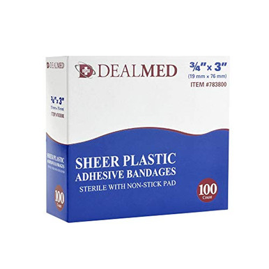 Dealmed Sheer Plastic Flexible Adhesive Bandages Sterile with NonStick ...