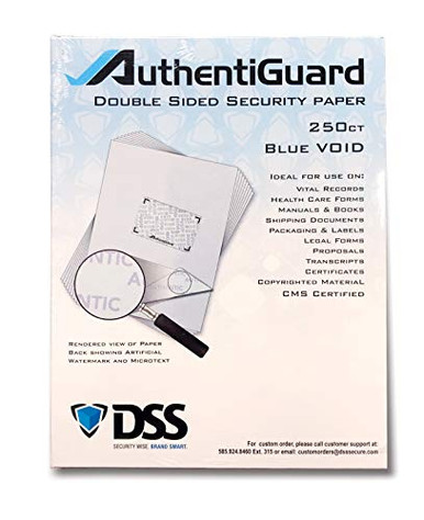 AuthentiGuard Blue DoubleSided Security Paper CMS Certified Pantograph ...