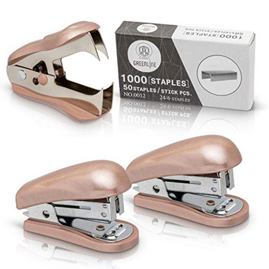 Rose Gold Mini Stapler Set | Includes 2 Heavy Duty Strength Min ...