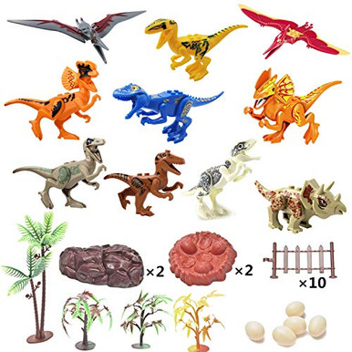 10pcs Dinosaur Building Blocks Figures with Movable Jaws,Buildable Mini ...