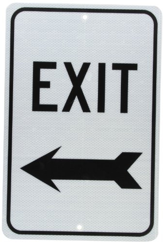 NMC TM79J Traffic Sign, Legend "EXIT" with Left Arrow, 12" Length x 18 ...
