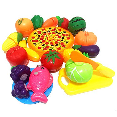 CFIKTE Pretend to Play Food Set, 24 Cut Food Toy Set for Kids, Kitchen ...