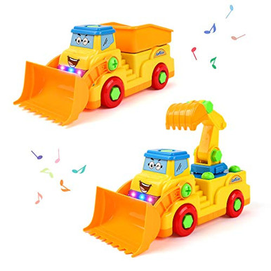 Beebeerun 2-in-1 Take Apart Construction Car Toys with Sounds,Stem ...