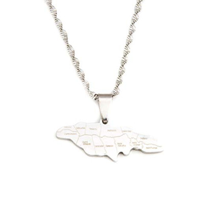 Stainless Steel Jamaica Map With City Pendant Necklace for Women Girls ...