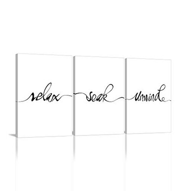 3 Panels Inspirational Quote Art Painting Relax Soak Unwind Art Print ...