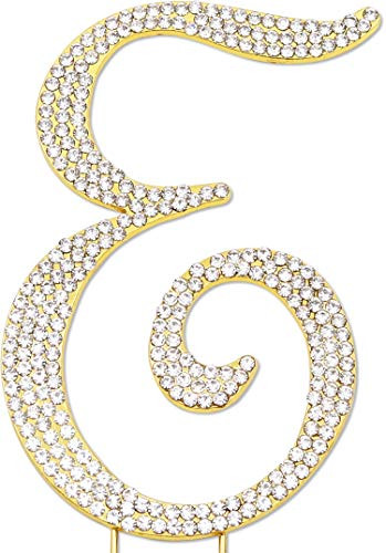 Sparkly Rhinestones Letter E Cake Topper Birthday Wedding Anniversary ...