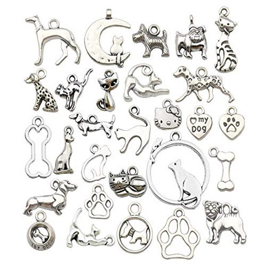 Youdiyla 80pcs Dog and Cat Charms Collection Bulk Animal Pet Dog Cat ...