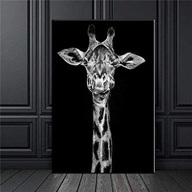 Black White Lion Elephant Leopards Horse Wall Art Canvas Painting ...