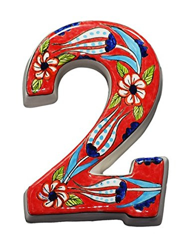 Large Ceramic House address number 2 Red 47inch Tall Hand Decorated ...