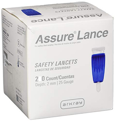 Arkray 980225 SAFETY Lancet Assure Lance Fixed Depth Lancet Needle 20 mm Depth 25 Gauge Push ...