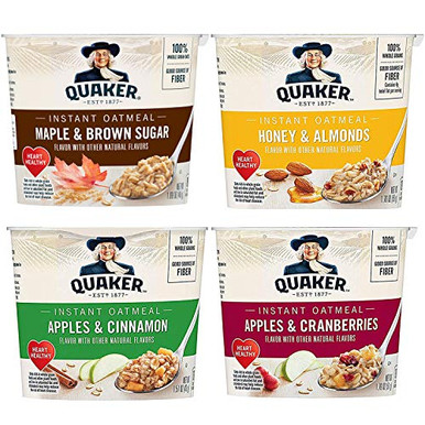 Quaker Instant Oatmeal Express Cups, 4 Flavor Variety Pack, 12 Count ...