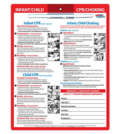 Infant and Child CPR and Choking First Aid Card Emergency Numbers ...