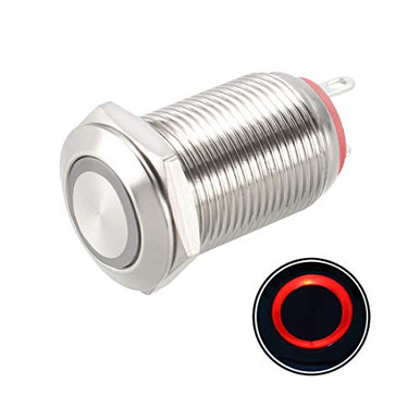 uxcell Latching Metal Push Button Switch 12mm Mounting Dia 1NO 12V Red ...