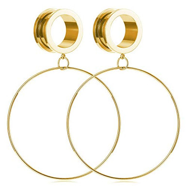 Briana Williams Surgical Steel Ear Tunnels Large Hoop Dangle Ear Plugs ...