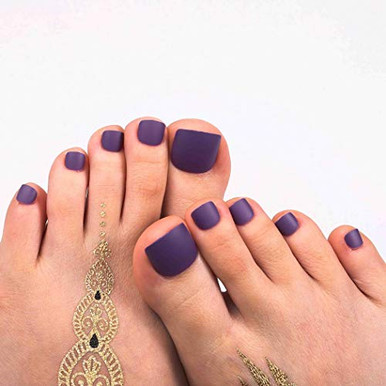 Aularso Matte Press on Fake Toenails Purple Square Toes Nails Full ...