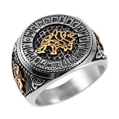 HZMAN Mens Stainless Steel Valknut Viking Viking Odin Rune Wolf Totem ...