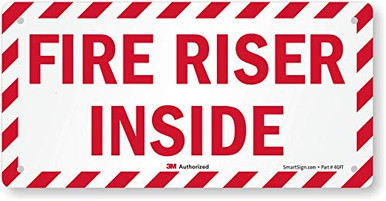 SmartSign Fire Riser Inside Sign 5 x 10 3M Reflective Aluminum ...