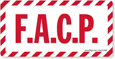 SmartSign Adhesive Vinyl Label Legend FACP 25 high x 5 wide Red on Glow ...