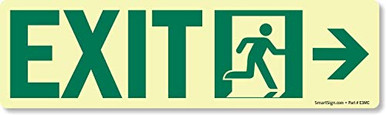 SmartSign Exit Label with Right Arrow 45 x 14 GlowintheDark Laminated ...