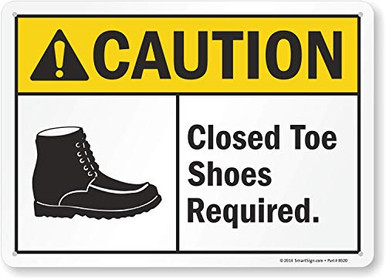 SmartSign Caution Closed Toe Shoes Required Sign 10 x 14 Plastic ...