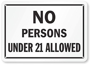 SmartSign No Persons Under 21 Allowed Sign 7 x 10 Plastic ...