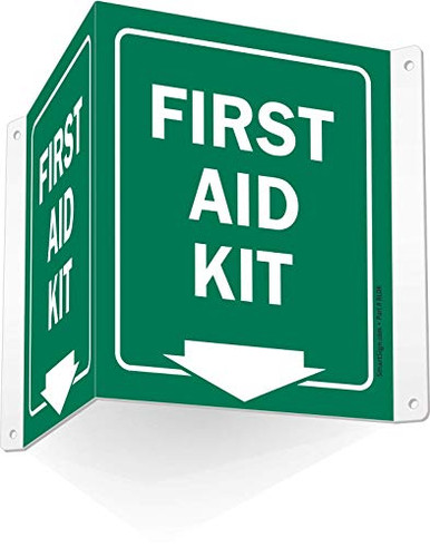 SmartSign First Aid Kit Projecting Sign 5 x 6 Aluminum ...