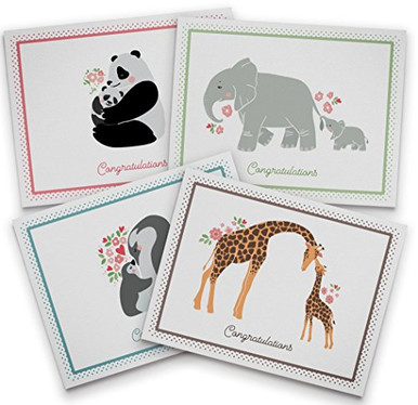 Cute Baby Animal Congratulations Cards - 12 Recycled Cards and ...