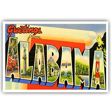 GREETINGS FROM ALABAMA vintage reprint postcard set of 20 identical ...