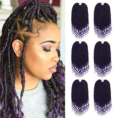 6 Pack Straight Goddess Locs Crochet Hair with Curly End 20 Inch Faux ...