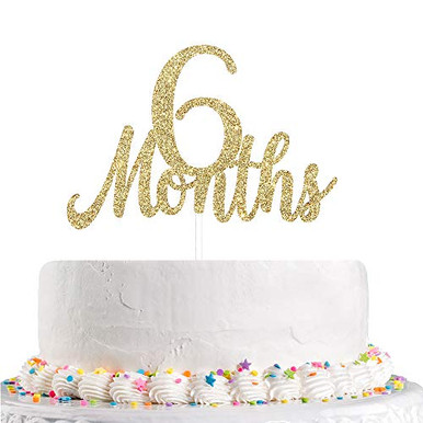 Talorine Gold Glitter 6 Months Cake Topper Baby 12 Birthday Cake Topper ...