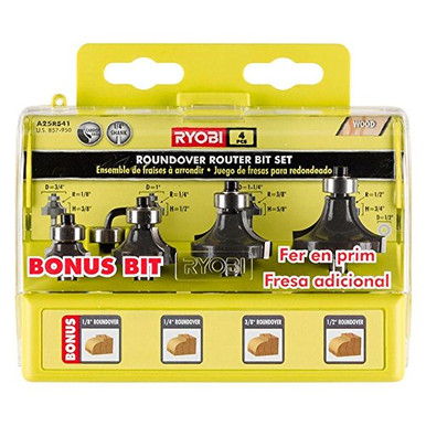 Ryobi A25RS41 4Piece Roundover Router Bit Set - Warehousesoverstock