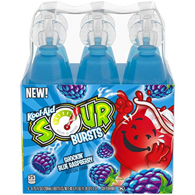 KoolAid Bursts Sour Blue Raspberry Flavored Juice Drink 6 Bottles ...