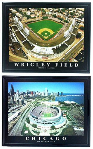 Framed Chicago Cubs and Bears Wrigley Field and New Soldier Field ...