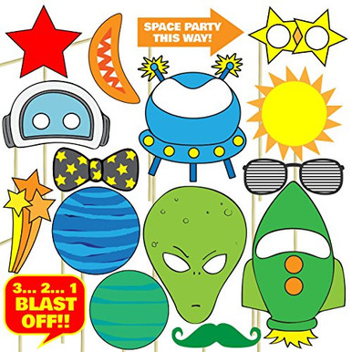 Space Photo Props (32 Pieces) for Photo Booths, Kids Birthdays, School ...