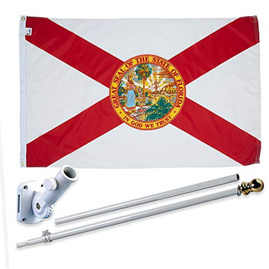 Allied Flag Florida State Flag Pole Kit 3 x 5 Outdoor Nylon Flag 5 Foot ...
