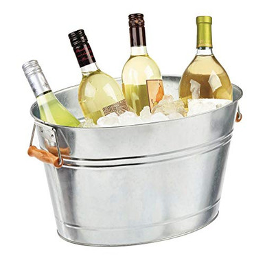 mDesign Metal Beverage Tub Soda Pop Beer Wine Ice Holder Portable Party ...