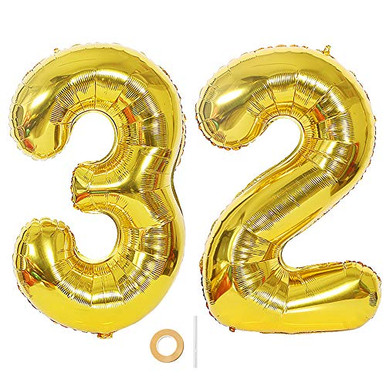 Ceqiny 40 Inch 32nd Number Balloon Mylar Balloon Giant Balloon Alphabet ...