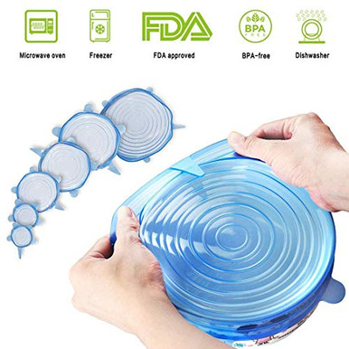 YMCAFZ Silicone Stretch Lids, 6 Pack Reusable Food Saver Covers to Keep ...