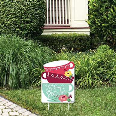 Big Dot of Happiness Floral Lets ParTea Outdoor Lawn Sign Garden Tea ...