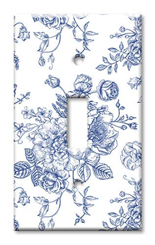 Art Plates 1 Gang Toggle Wall Plate Blue Flower Line Art ...