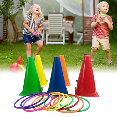 CHDHALTD Ring Toss Games for Kids OutdoorSoft Plastic Cones Bean Bags ...